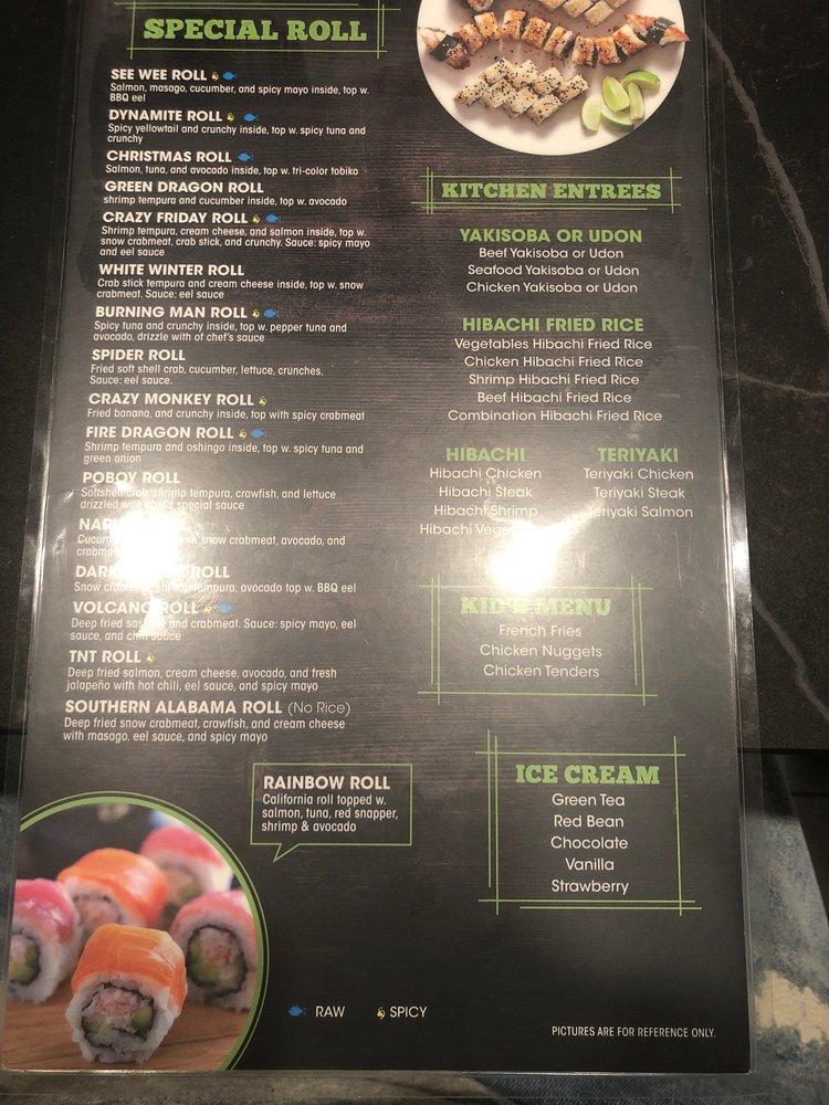 Menu at See-Wee-Roll Japanese Restaurant, Mobile