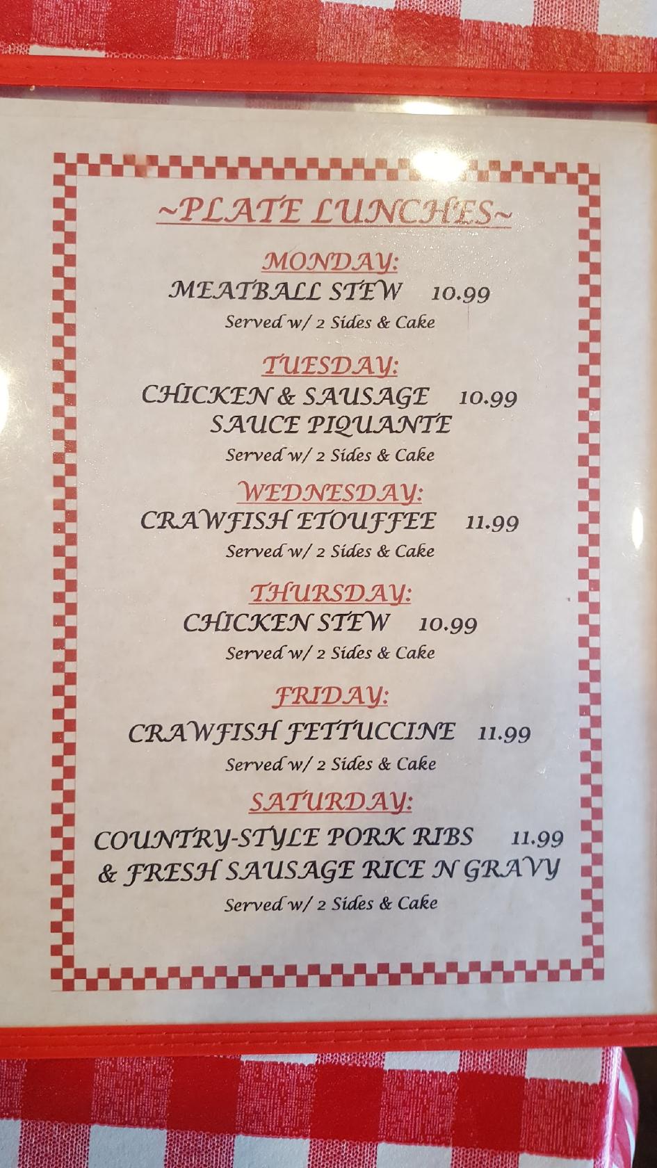 Menu at The Cajun Table restaurant, Lafayette, Ambassador Caffery Pkwy ...