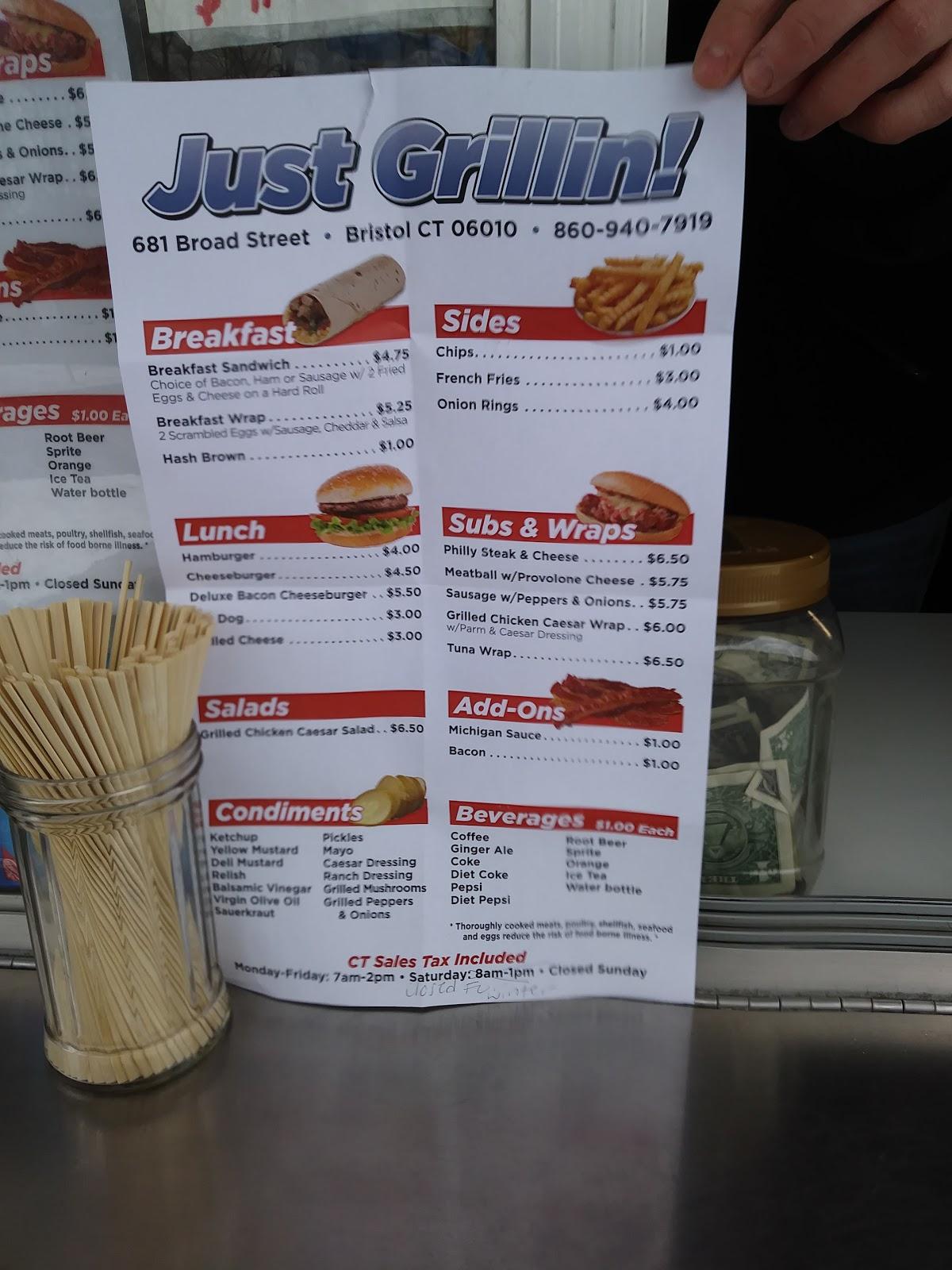 Menu at Just Grillin restaurant, Bristol