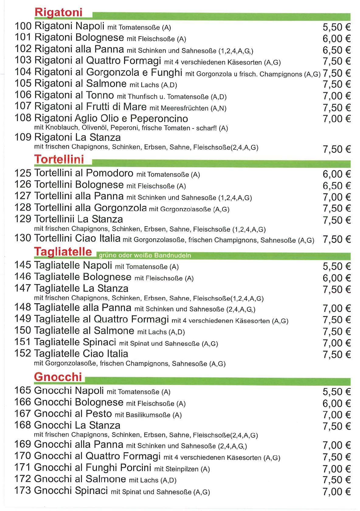 Speisekarte von La Stanza restaurant, Kaiserslautern, Moltkestraße 16