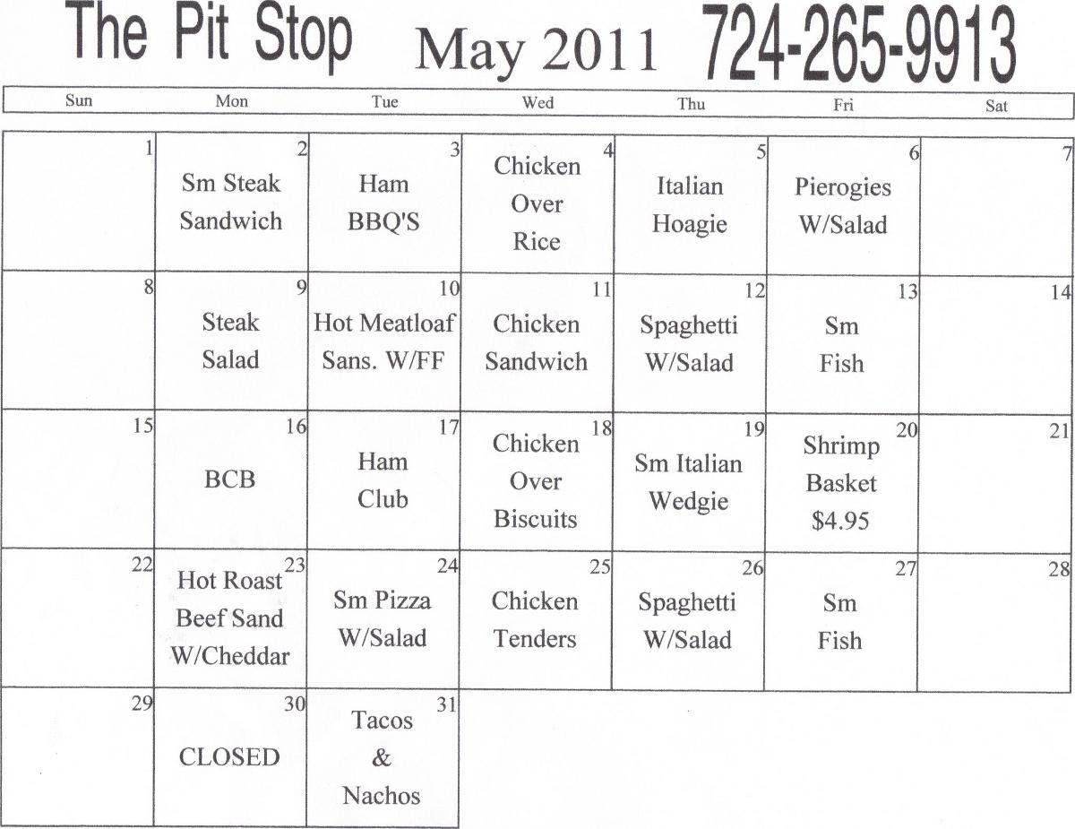 Menu at Pitt Stop pub & bar, Curtisville
