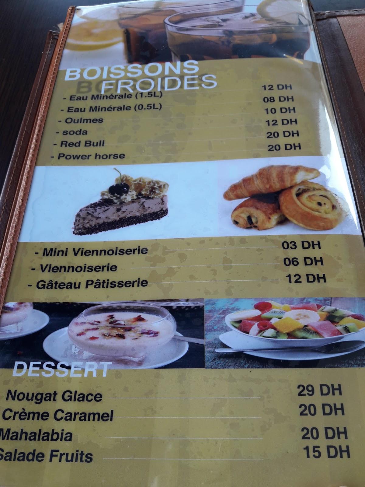 Menu at Restaurant shell, Temara