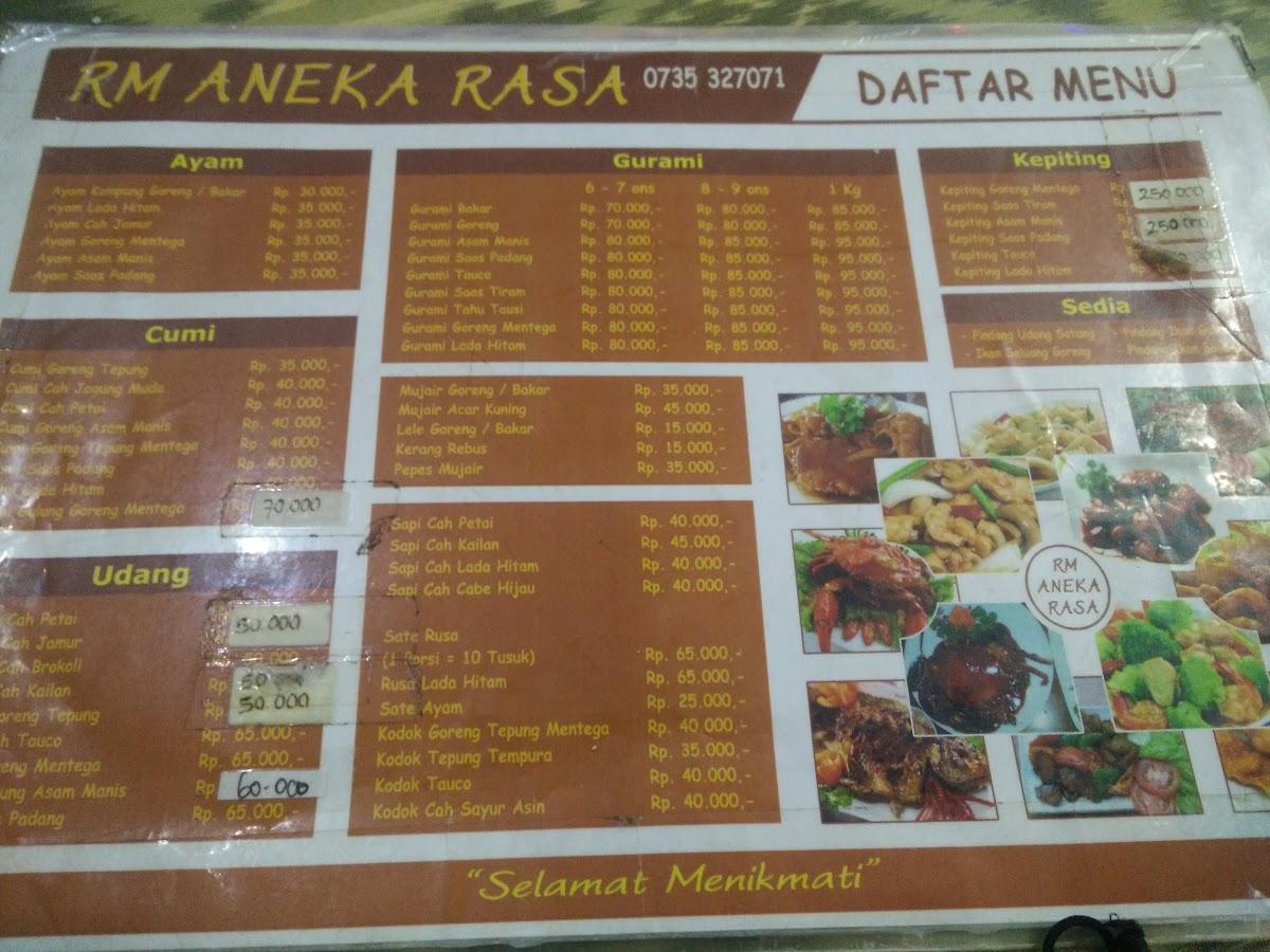 Menu at Rumah Makan Aneka Rasa restaurant, Indonesia, Jl. Jenderal ...