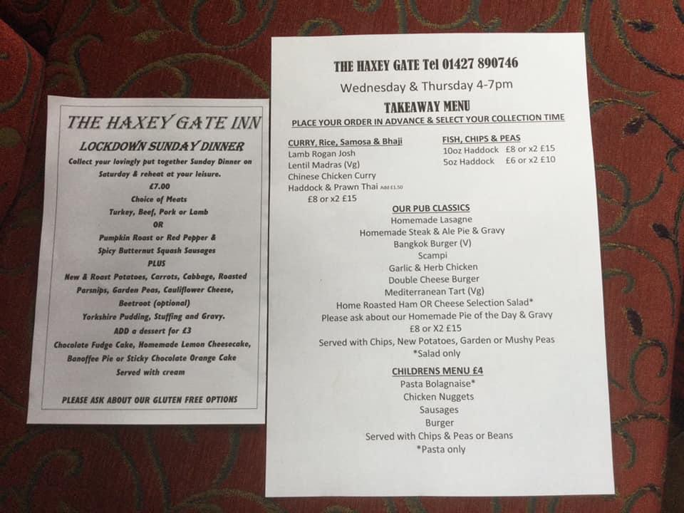 Menu at The Haxey Gate Inn pub & bar, Haxey