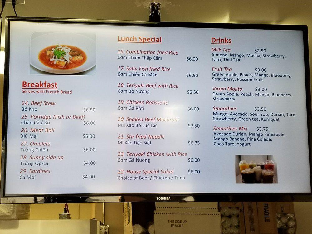 Menu at VO's Sandwiches restaurant, Garden Grove