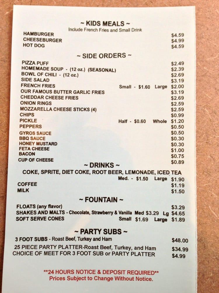 Menu at Windy City Subs fast food, Worth, S Harlem Ave