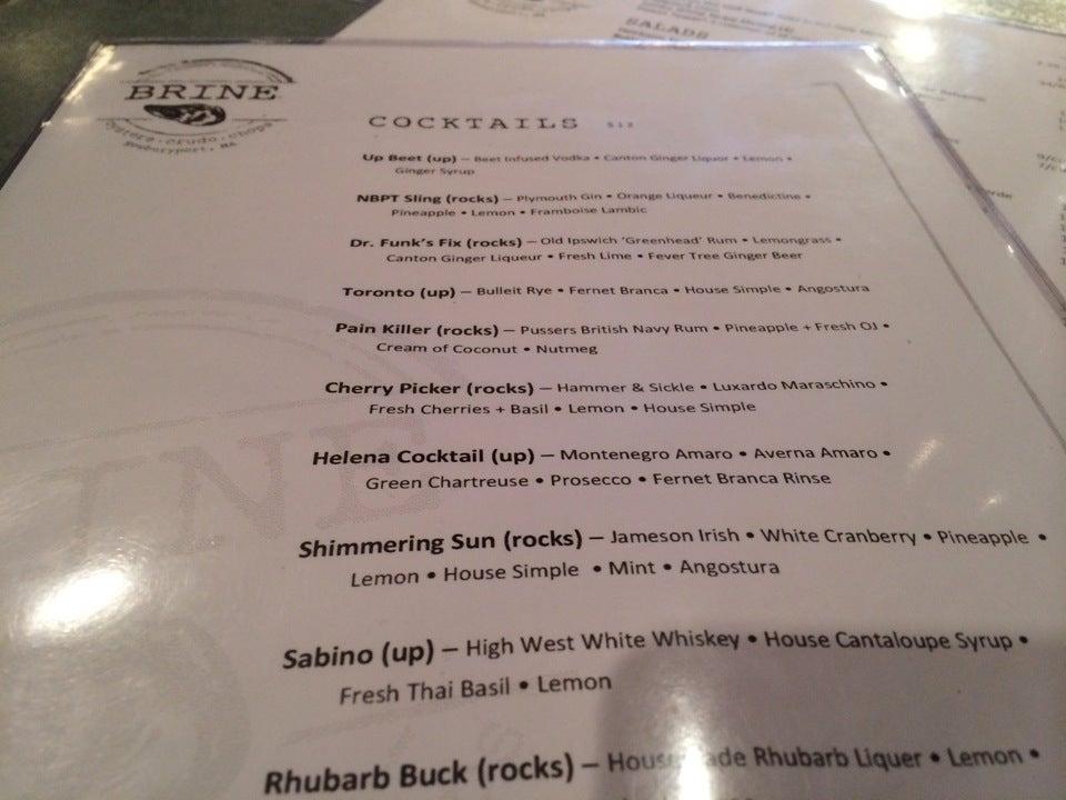 Menu at Brine Oyster • Crudo • Chops pub & bar, Newburyport
