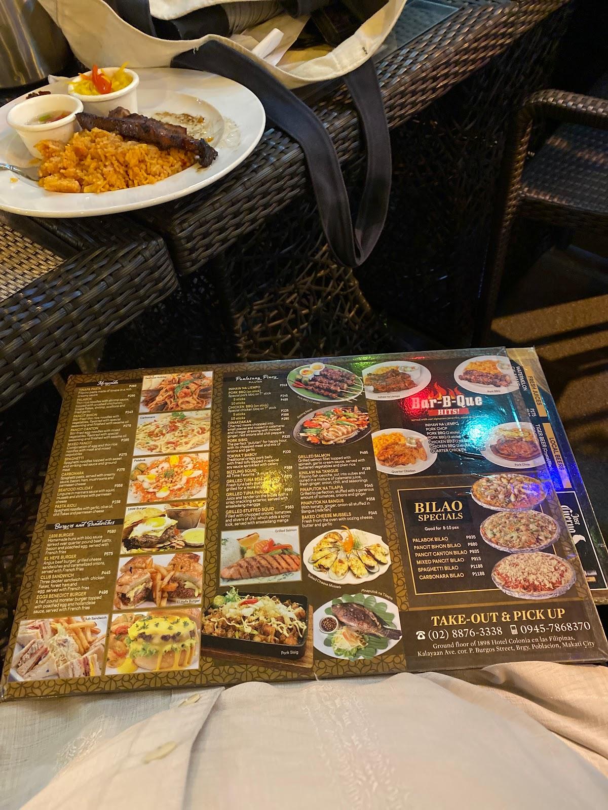 Menu at Cusina Filipina restaurant, Makati, P. Burgos St
