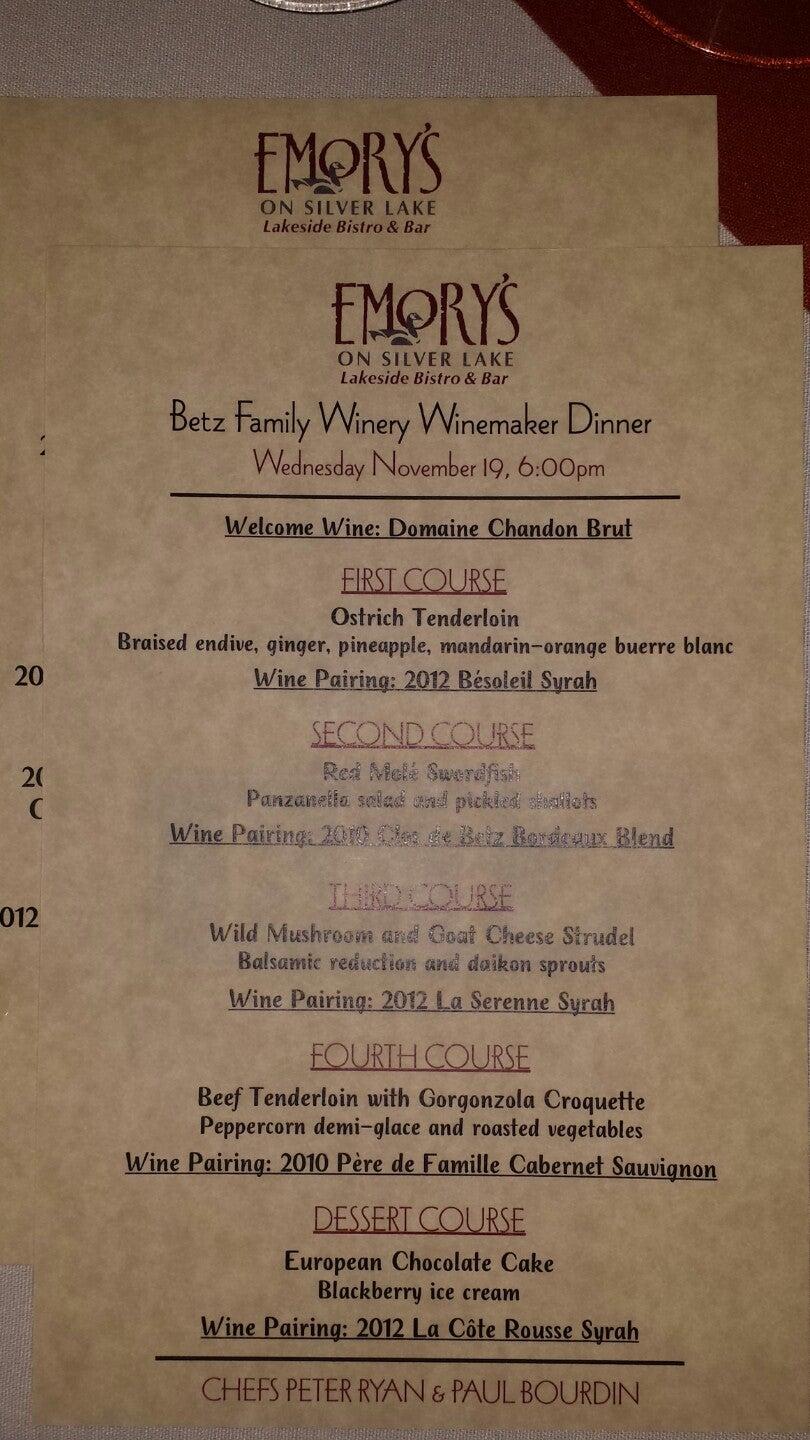 Menu at Emory's on Silver Lake steakhouse, Everett