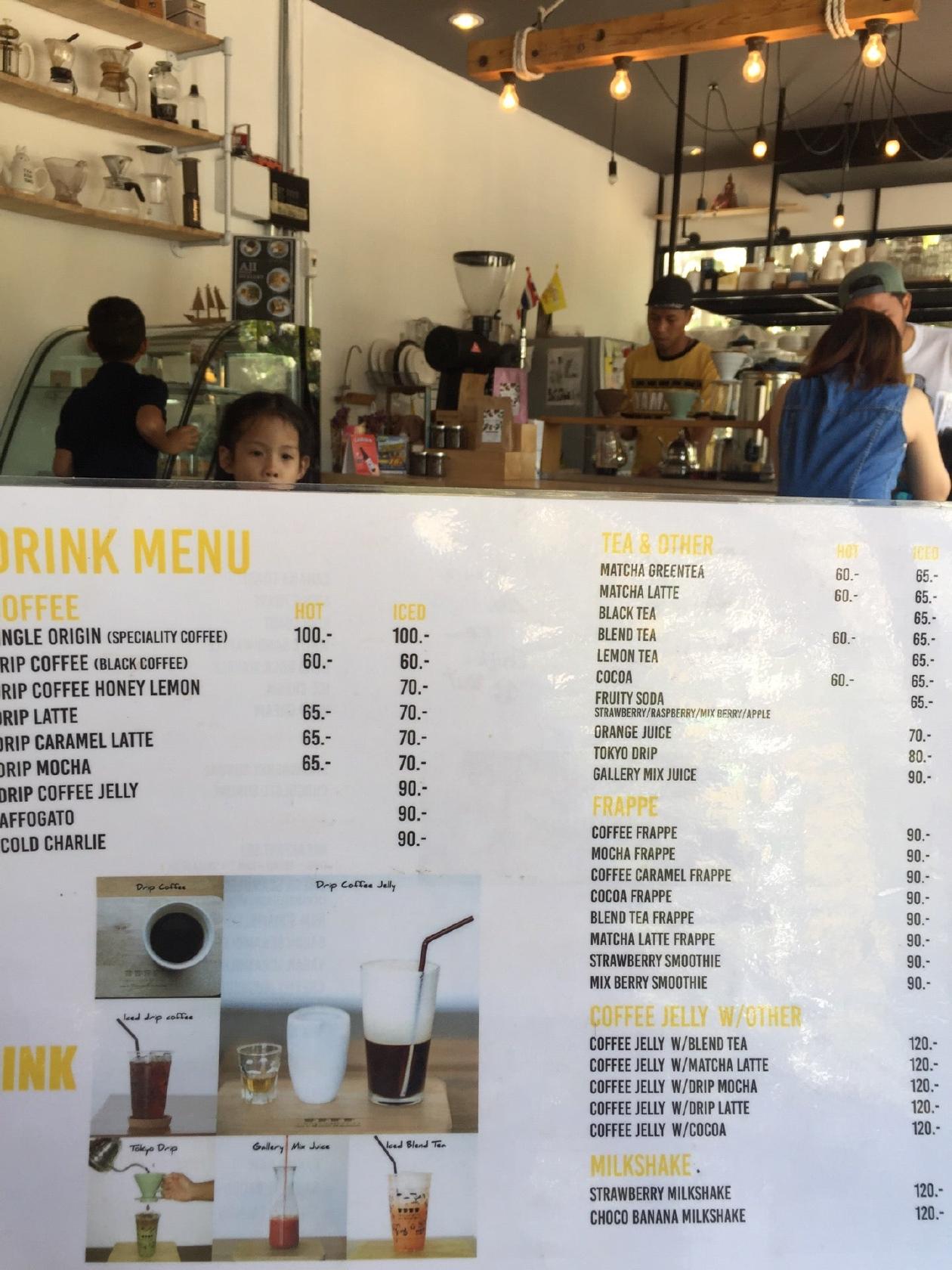Menu at Gallery Drip Coffee Hua Hin cafe, Hua Hin