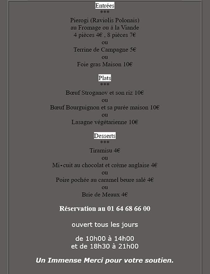 Carta del restaurante Le Clos du château, Champs-sur-Marne