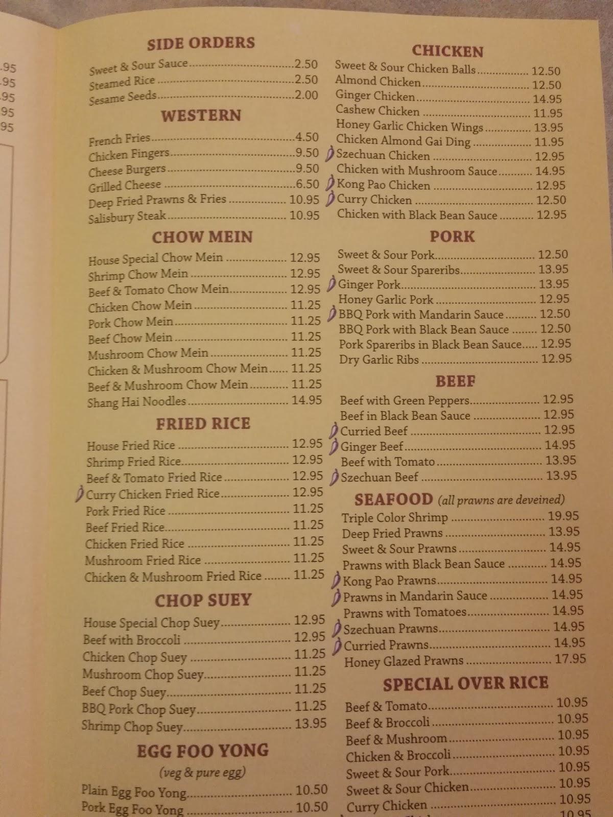 Menu at Pagoda Inn Restaurant, Lumby