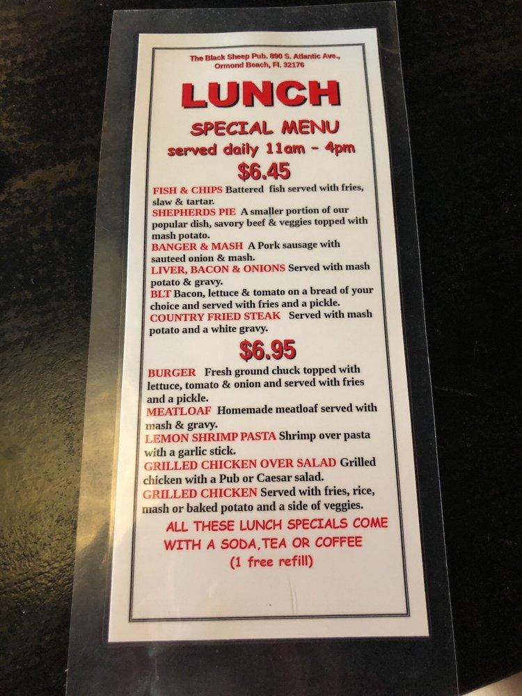 Menu at The Black Sheep pub & bar, Ormond Beach