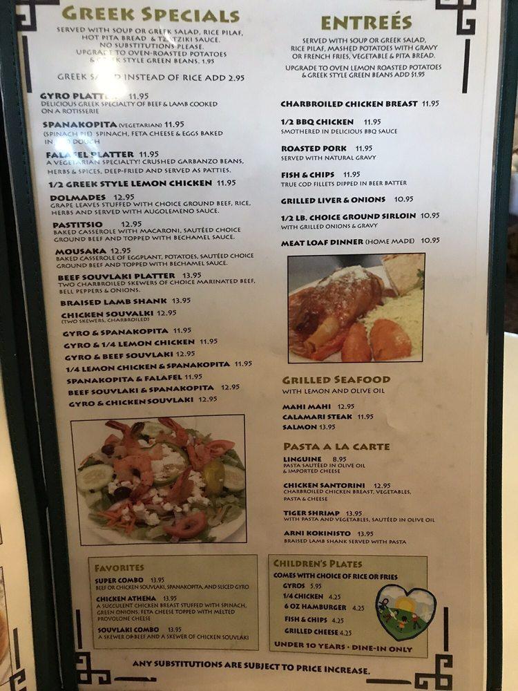 Menu at Troy's Greek Restaurant, San Diego