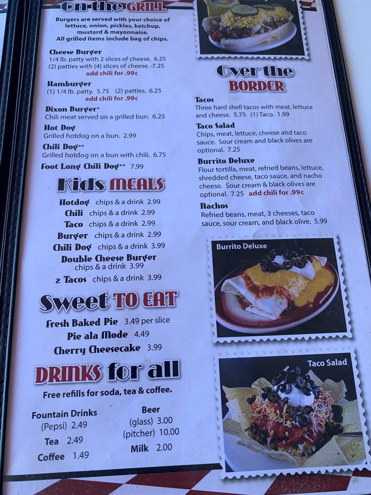 Menu at Dixon's Famous Chili Parlor restaurant, Independence