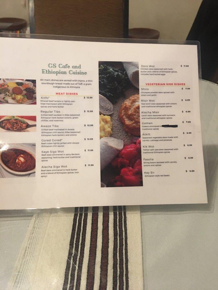 Menu at GS Cafe and Ethiopian Cuisine, Covina