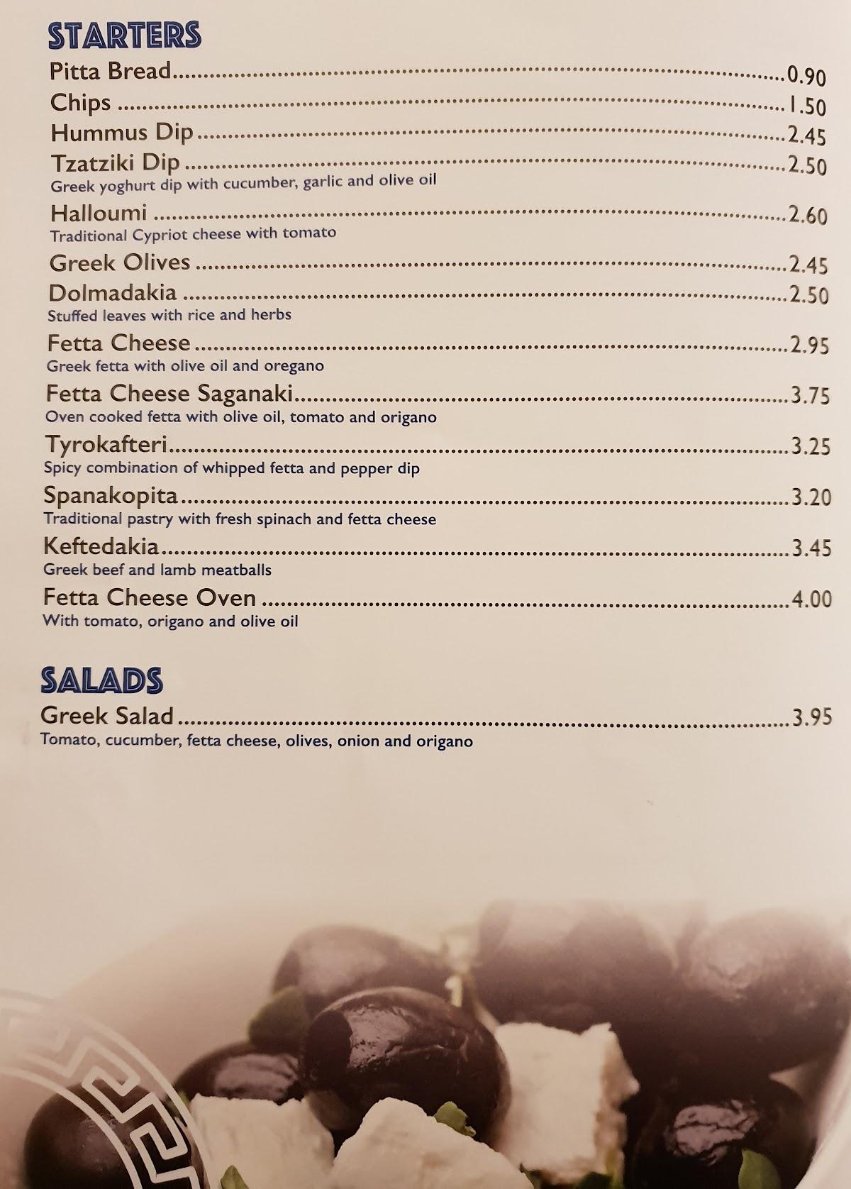 Menu at Little Greek fast food, Birstall