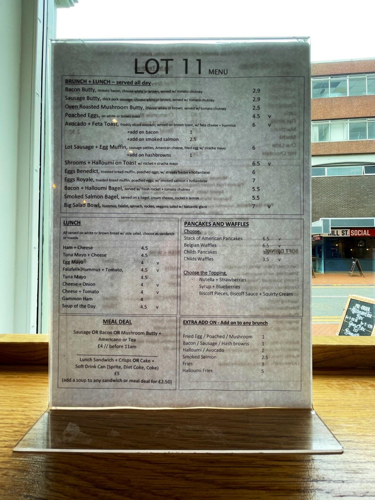 Menu at Lot 11 Cafe, Wrexham
