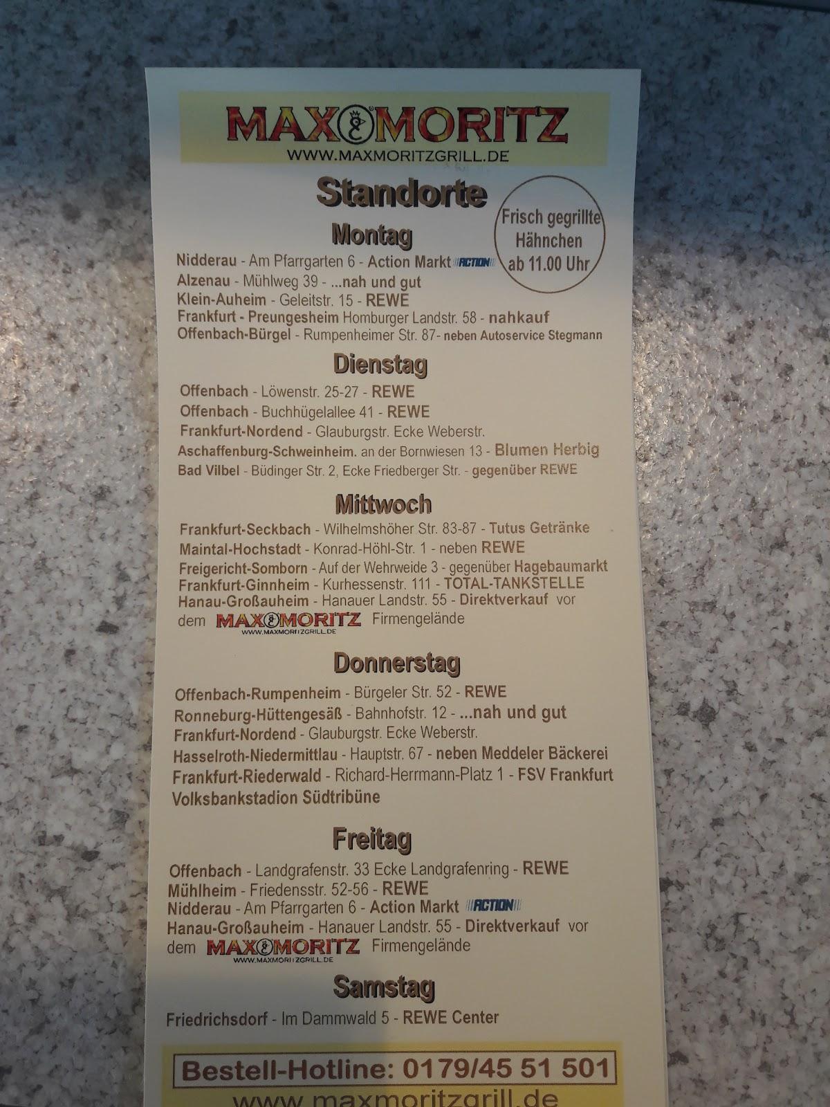 Menu at Max & Moritz Hähnchengrill und Imbissbetrieb pub & bar, Hanau