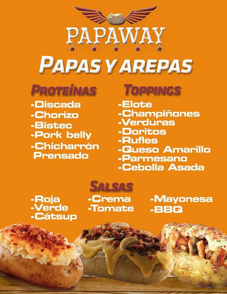 Menu at Papaway restaurant, Torreón