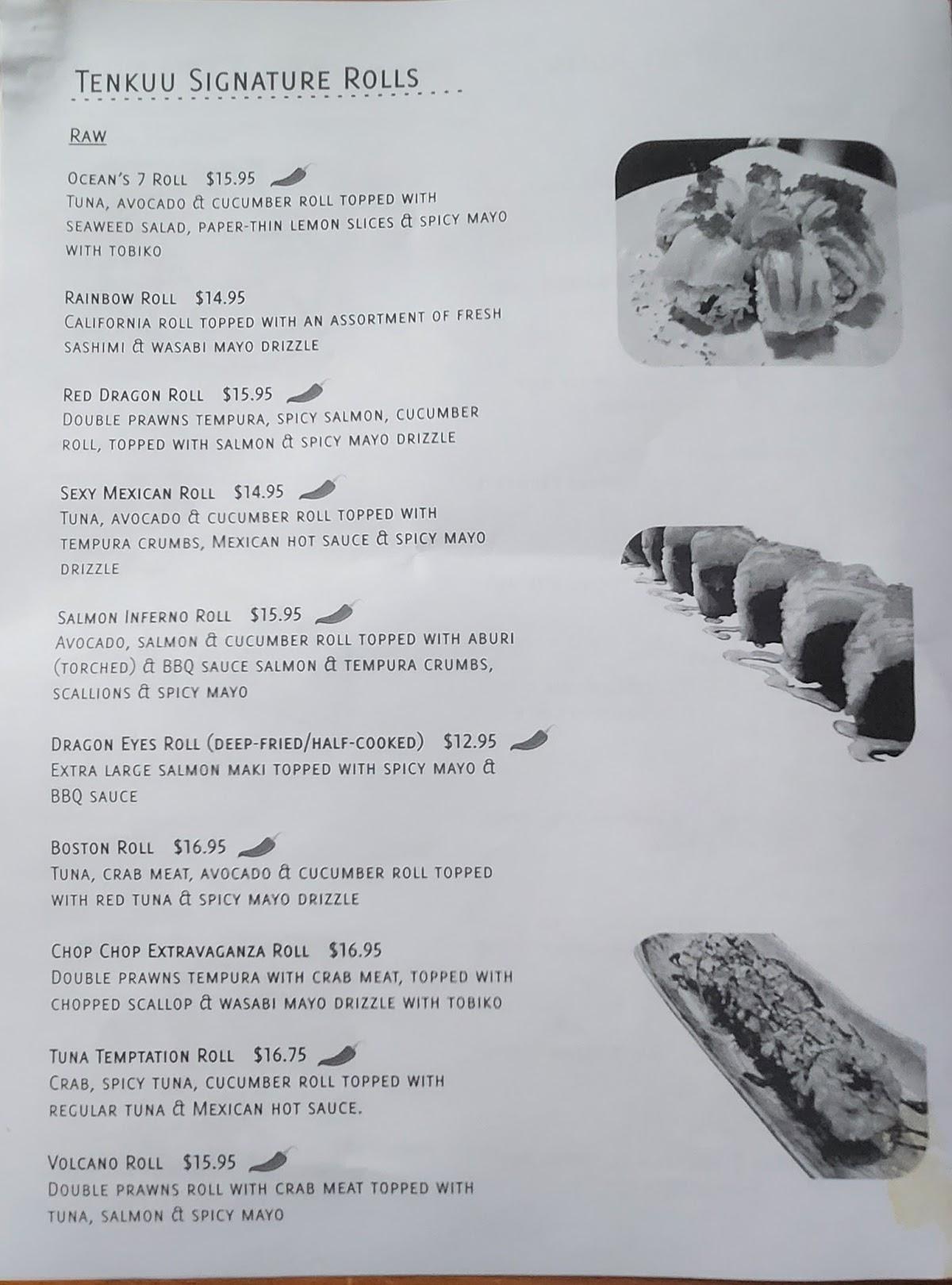 Menu at TENKUU sushi&tapas Leduc restaurant, Leduc