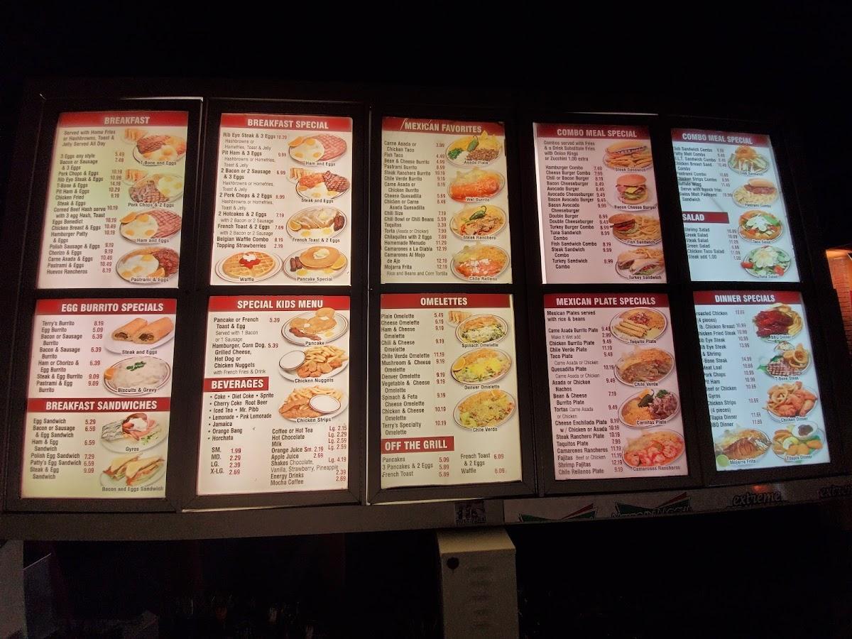 Menu at Terry's Cafe, Stanton
