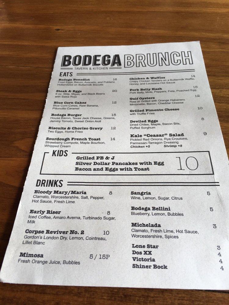 Menu at Bodega Tavern & Kitchen pub & bar, McAllen