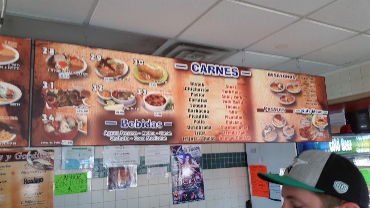 Menu at Cesar's Tacos restaurant, Fort Worth