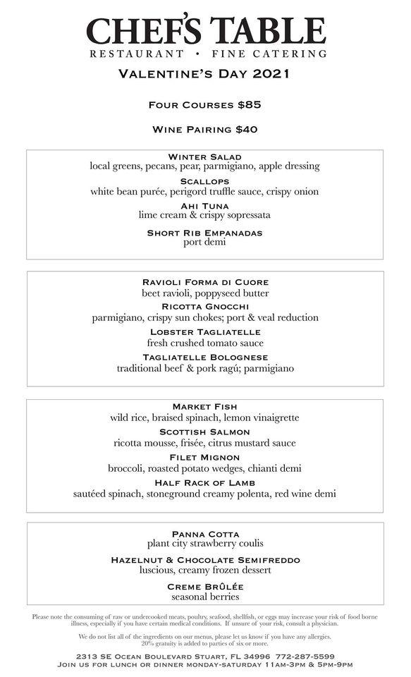Menu at The Chef's Table pub & bar, Stuart