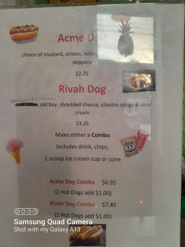 Menu at ACME Ice Cream Parlor, Tappahannock