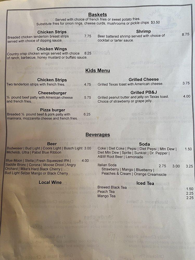 Menu at Calamity Jane Coffee Shop and Grill cafe, Custer