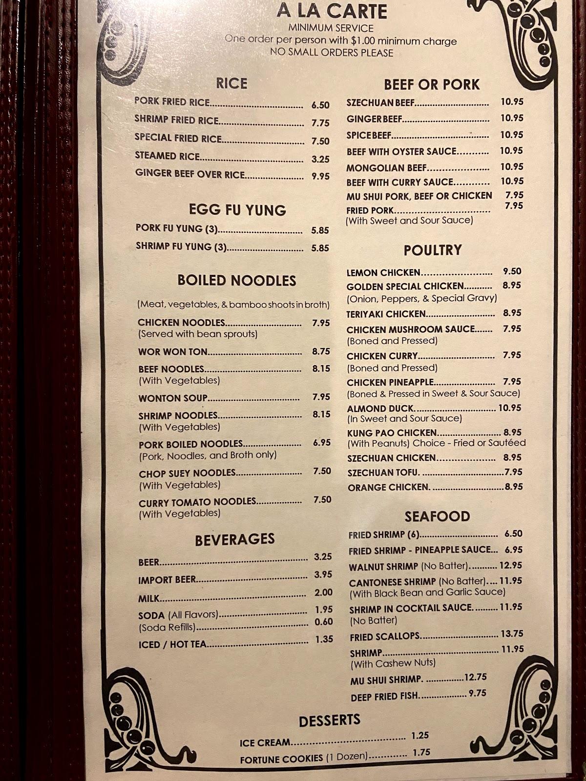 Menu at Golden Restaurant, Fresno