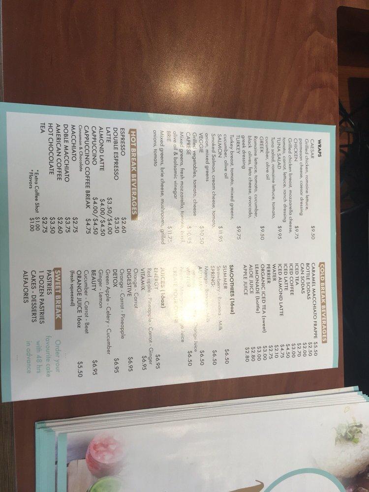 Menu at Coffee Break Enjoy cafe, Bay Harbor Islands