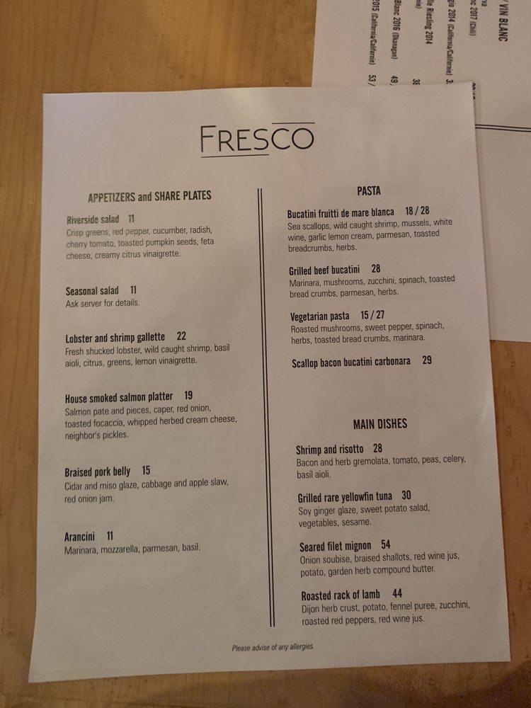 Carta del postres Fresco Kitchen, Bathurst