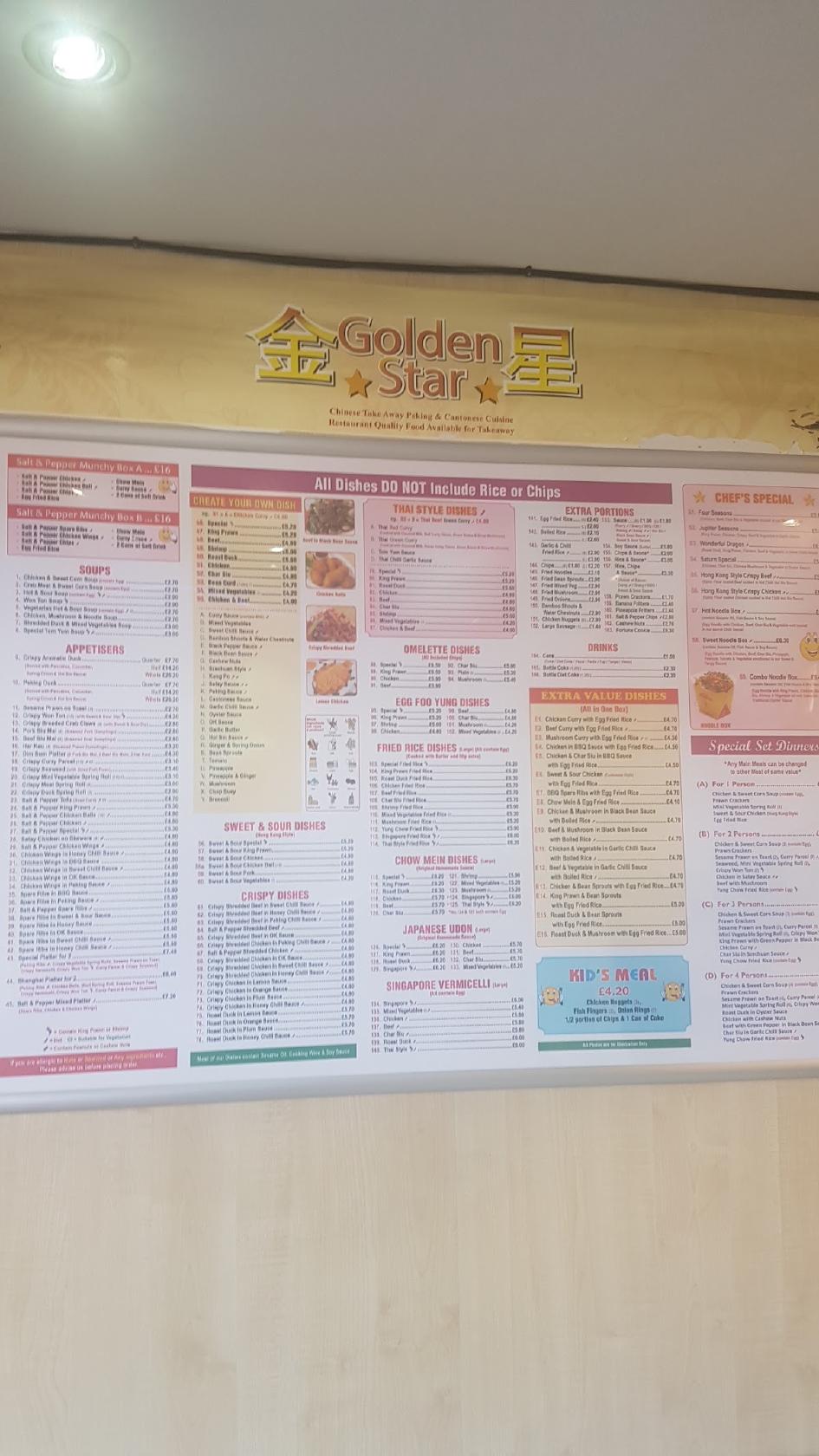 Menu at Golden Star Chinese(10% OFF Right Now!!) restaurant, Leyland