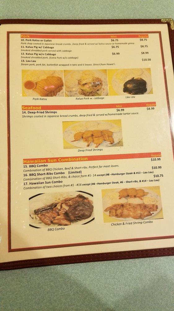 Menu at Hawaiian Sun BBQ, Everett