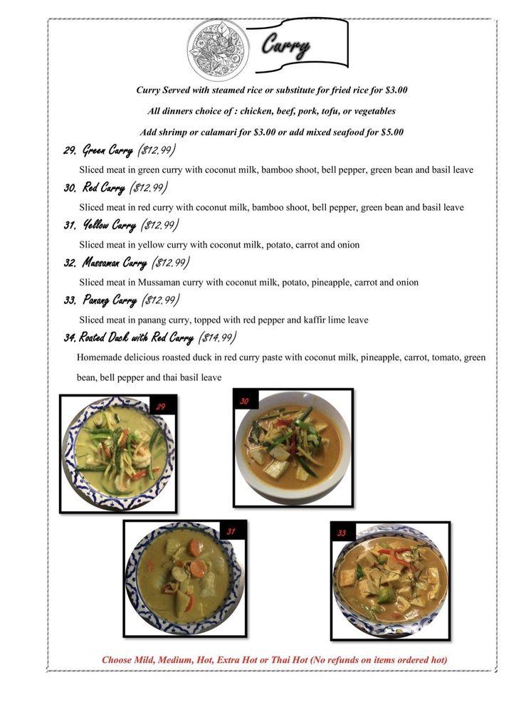 Menu at Jit's Thai Bistro restaurant, Spencer