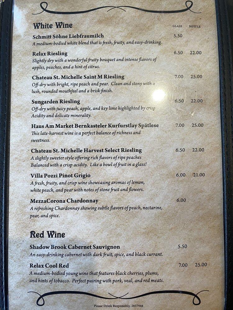 Menu at Julia's German Stammtisch restaurant, Columbia, 120 ...