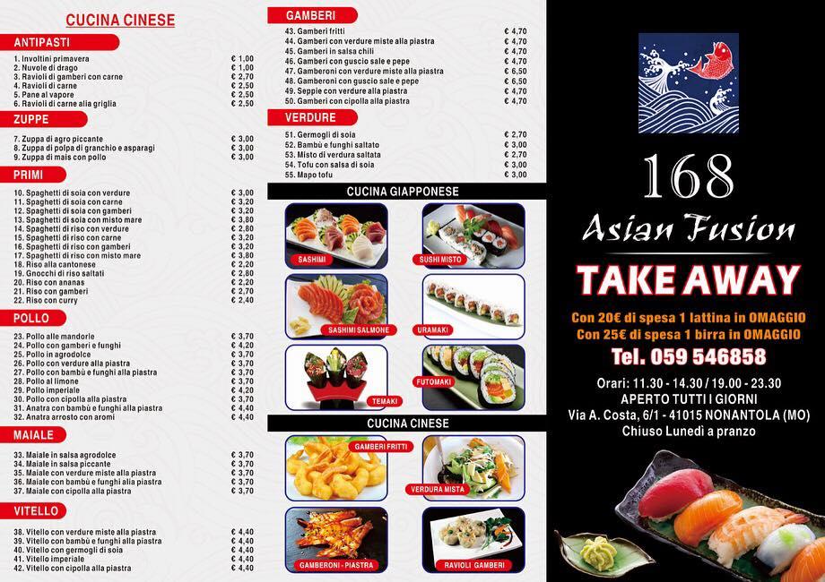 Menu da Ristorante Asian Fusion 168 - All you can eat, Nonantola