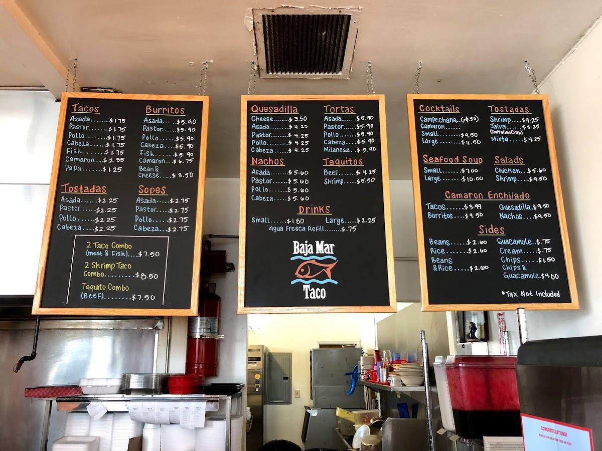 Menu at Baja Mar Taco fast food, Pico Rivera