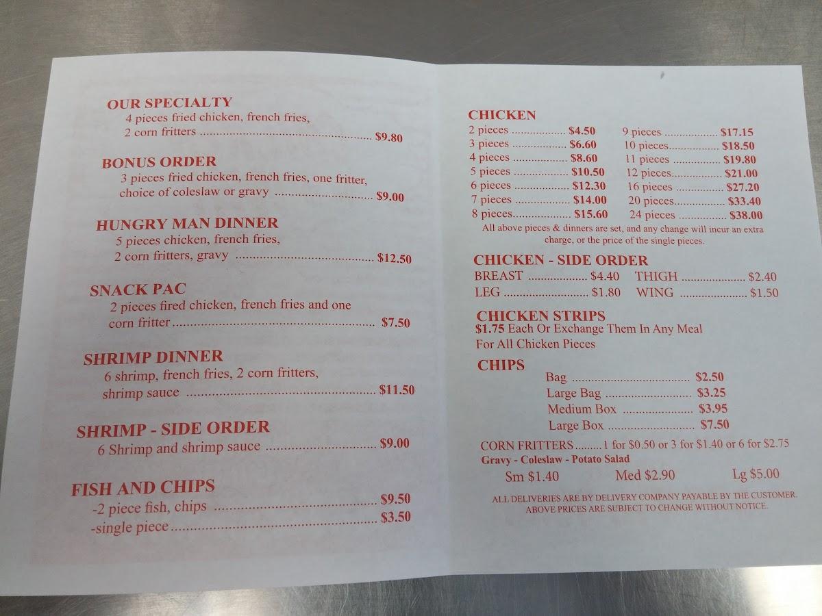Menu at Chicken On The Way restaurant, Airdrie, -2800 Main Street SE