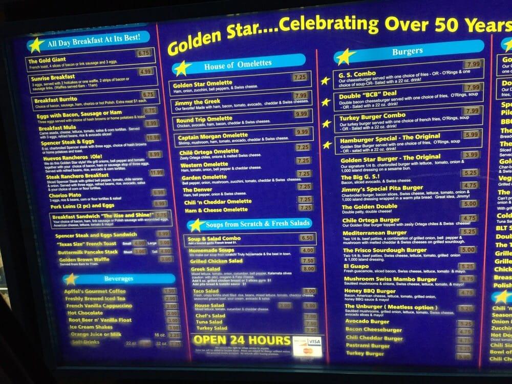 Menu at Golden Star Restaurant, Long Beach, W Pacific Coast Hwy