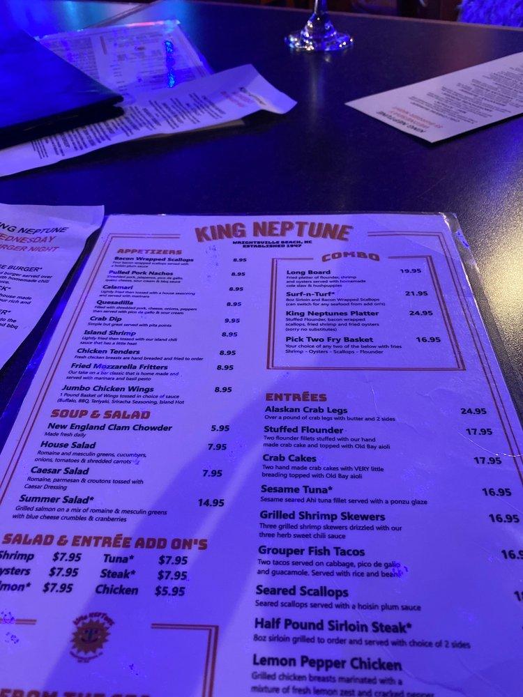 Menu at King Neptune Restaurant, Wrightsville Beach