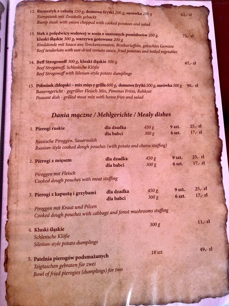 Menu at Kurna Chata pub & bar, Swinoujscie