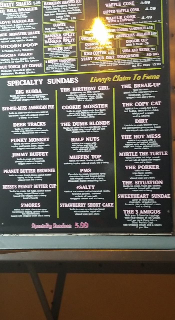 Menu at Livvy's Soft Serve fast food, Cresaptown