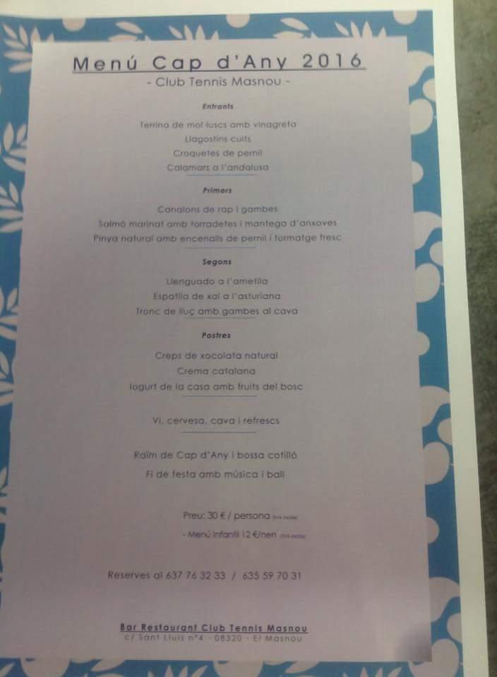 Menu at Lunch club bar +9, El Masnou