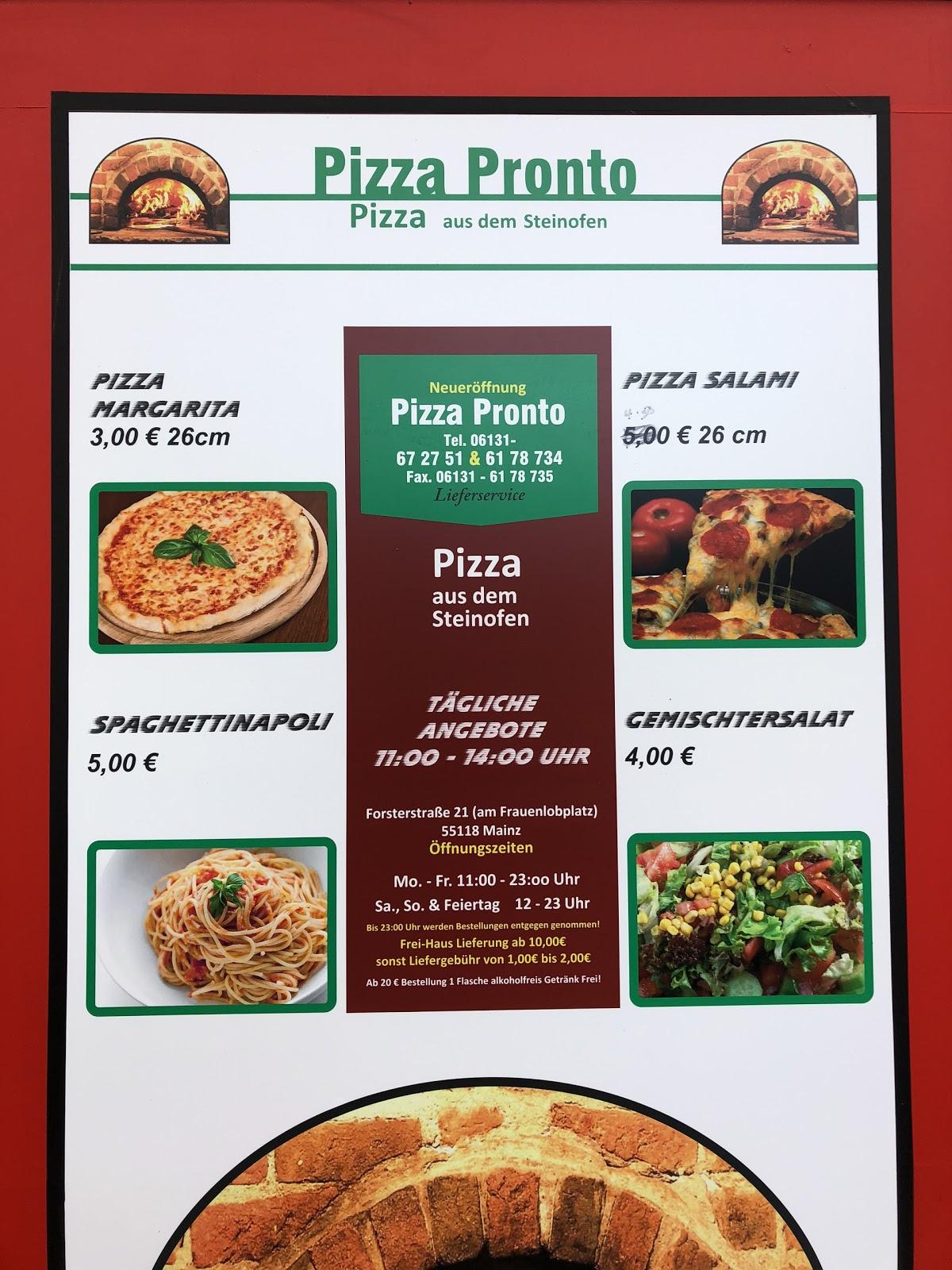 Menu at Pizza Pronto Mainz, Mainz