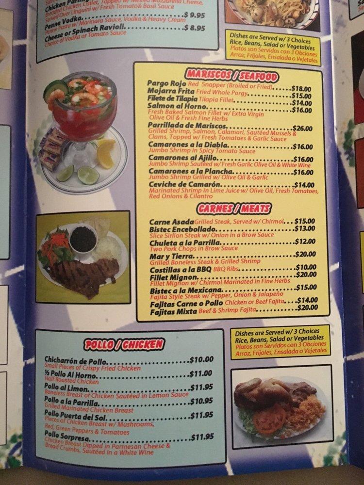 Menu at Puerta del Sol restaurant, New York City, Bay Ridge Ave