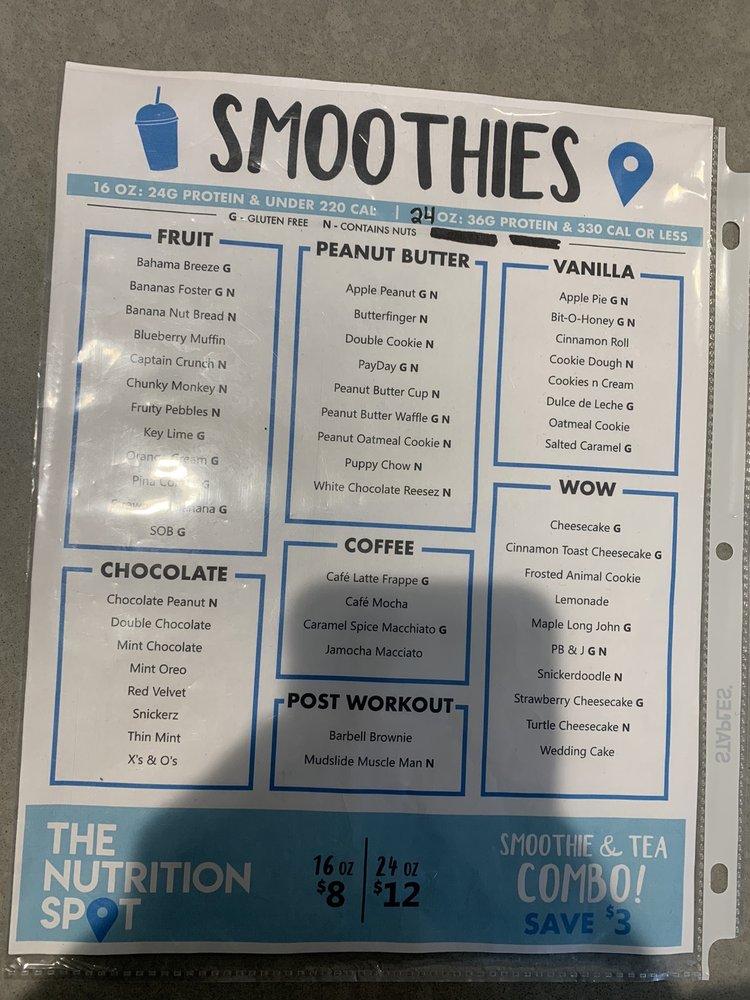 Menu at The Nutrition Spot pub & bar, Middletown