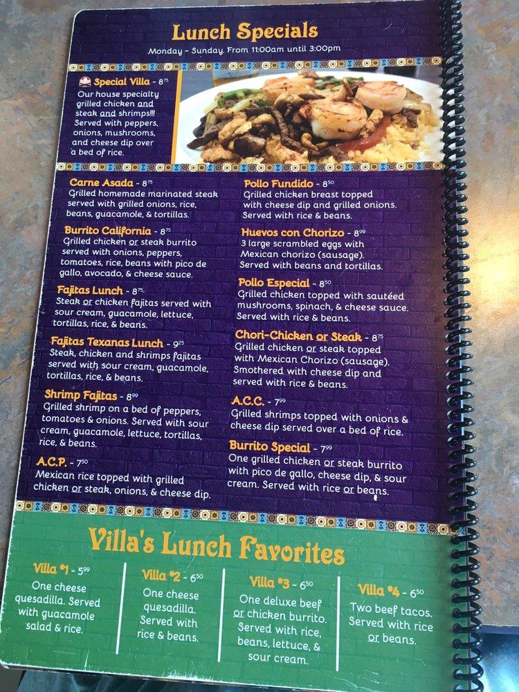 Menu at Viva villa mexican grill restaurant, Mauldin